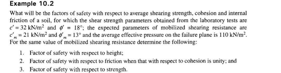 Solved Example 10.2 What will be the factors of safety with | Chegg.com