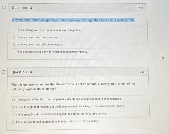 Solved Why are criteria from an optimal currency area even | Chegg.com