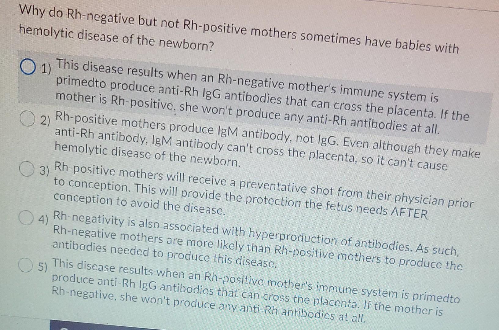 Solved Why do Rh-negative but not Rh-positive mothers | Chegg.com