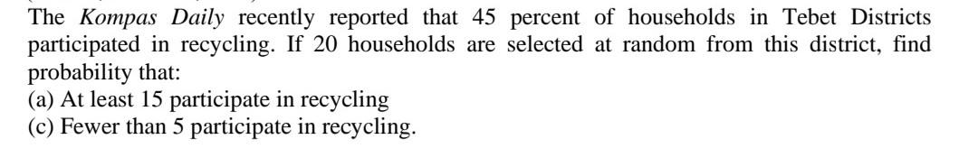Solved The Kompas Daily recently reported that 45 percent of | Chegg.com