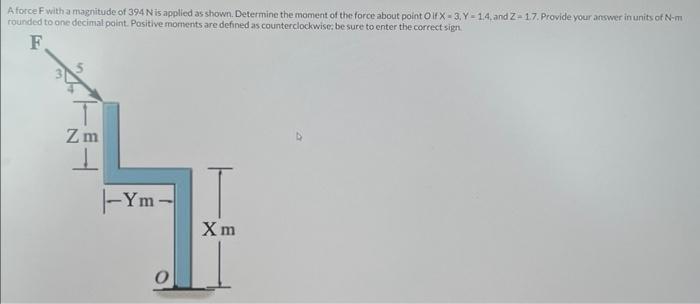 Solved A force Fwith a magnitude of 394 N is applied as | Chegg.com