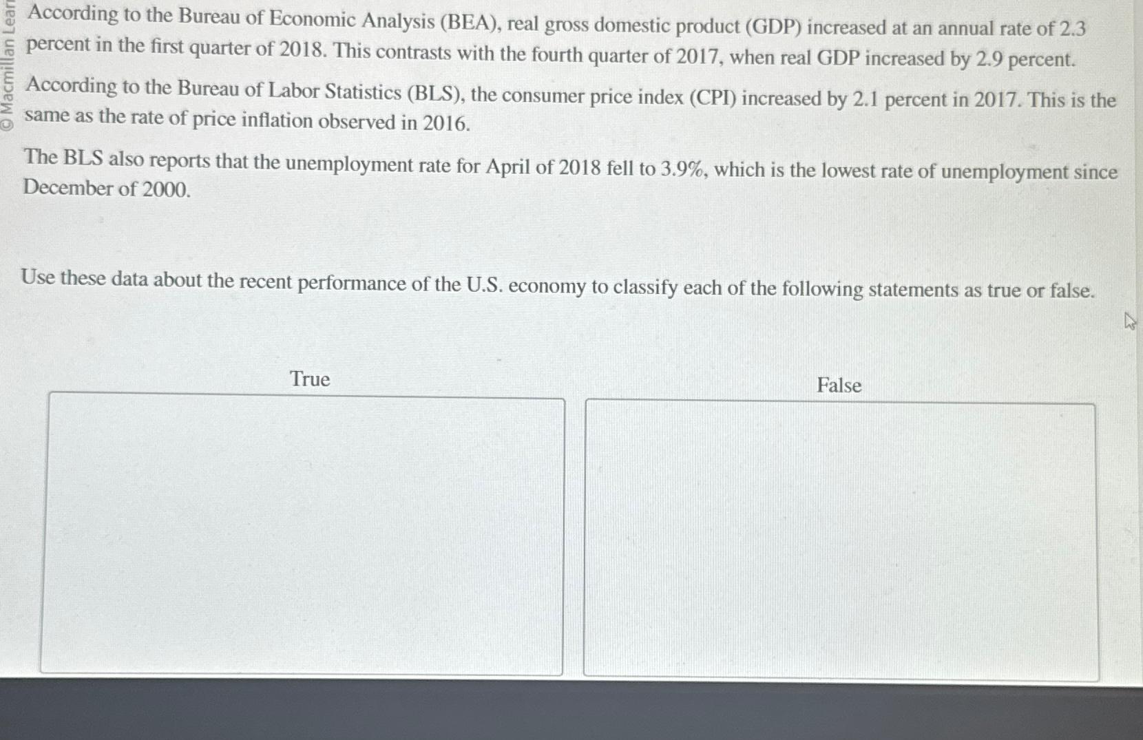 Solved According to the Bureau of Economic Analysis (BEA), | Chegg.com