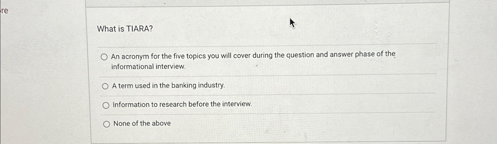 Solved What is TIARA?An acronym for the five topics you will | Chegg.com