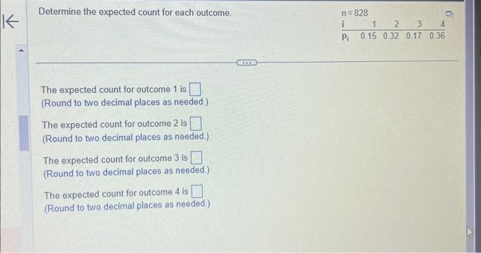 Solved Determine The Expected Count For Each Outcome The