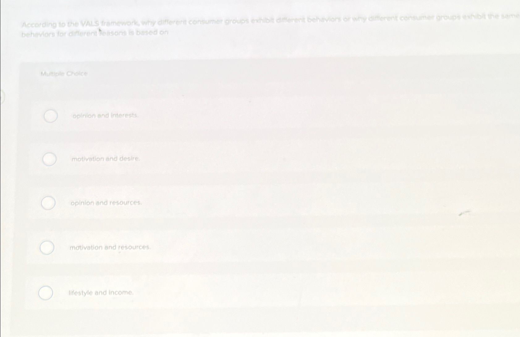 Solved According to the VALS framework, why different | Chegg.com