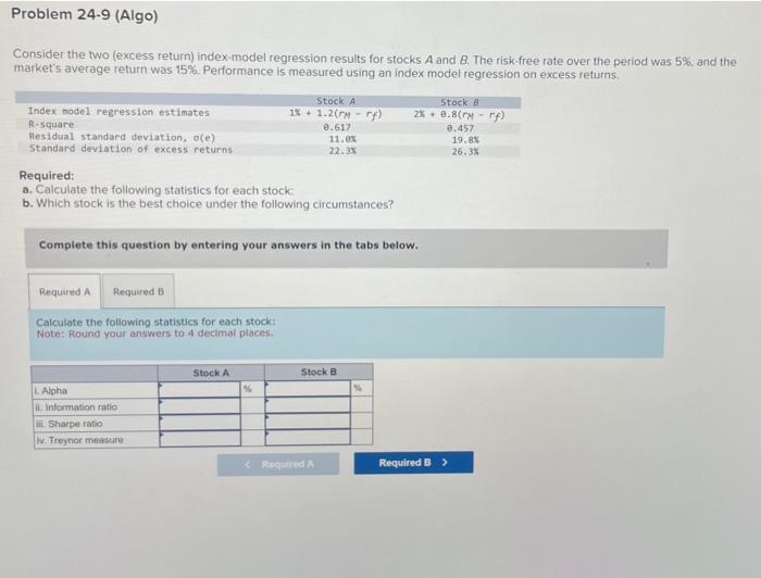 Solved Consider the two (excess return) index-model | Chegg.com