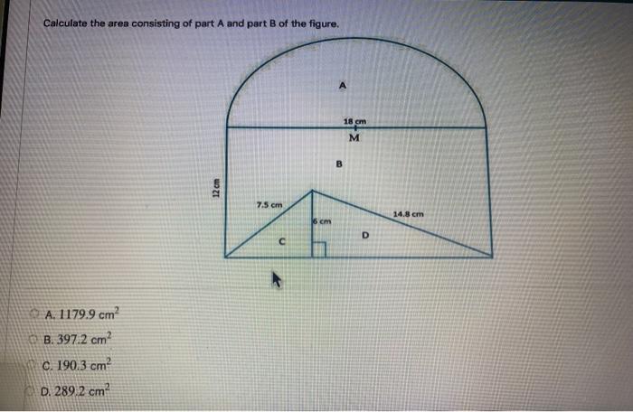 Solved Calculate the area consisting of part A and part B of | Chegg.com