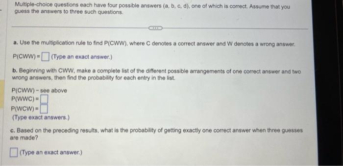 Solved Multiple-choice questions each have four possible | Chegg.com