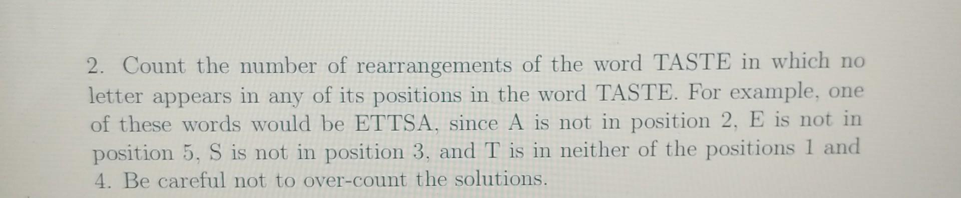 2. Count the number of rearrangements of the word | Chegg.com