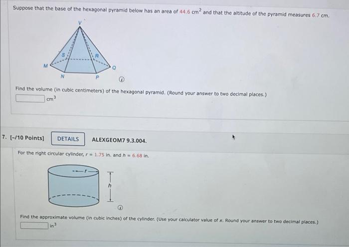 Solved Suppose that the base of the hexagonal pyramid below | Chegg.com