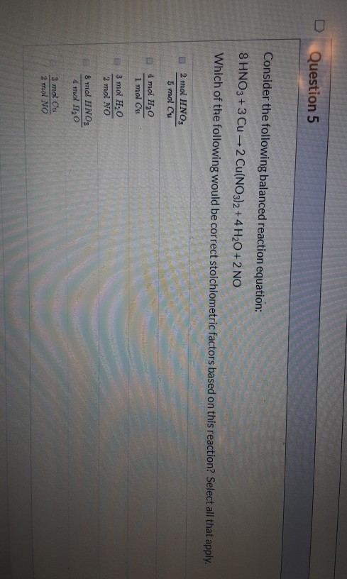 Solved D Question 5 Consider The Following Balanced Reaction