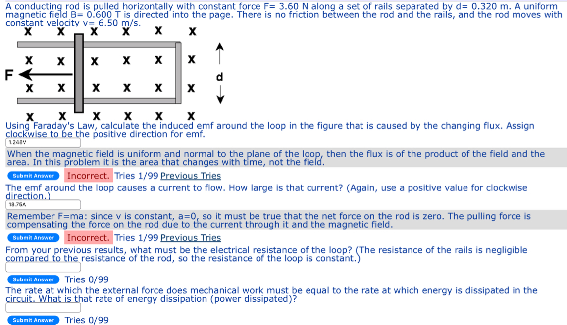 Solved A conducting rod is pulled horizontally with constant | Chegg.com