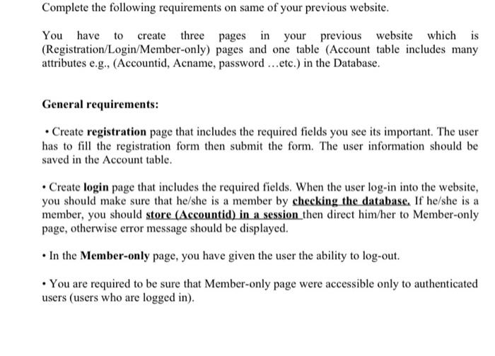 Solved Complete the following requirements on same of your | Chegg.com
