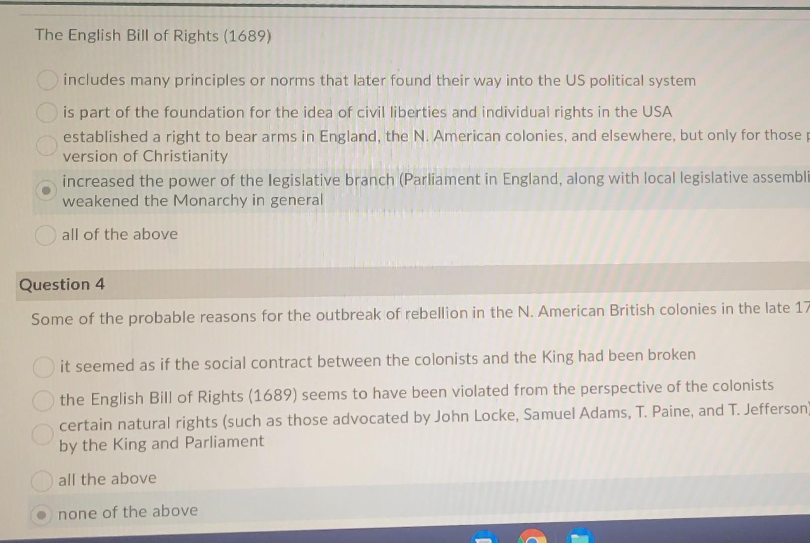 English Bill Of Rights 1689