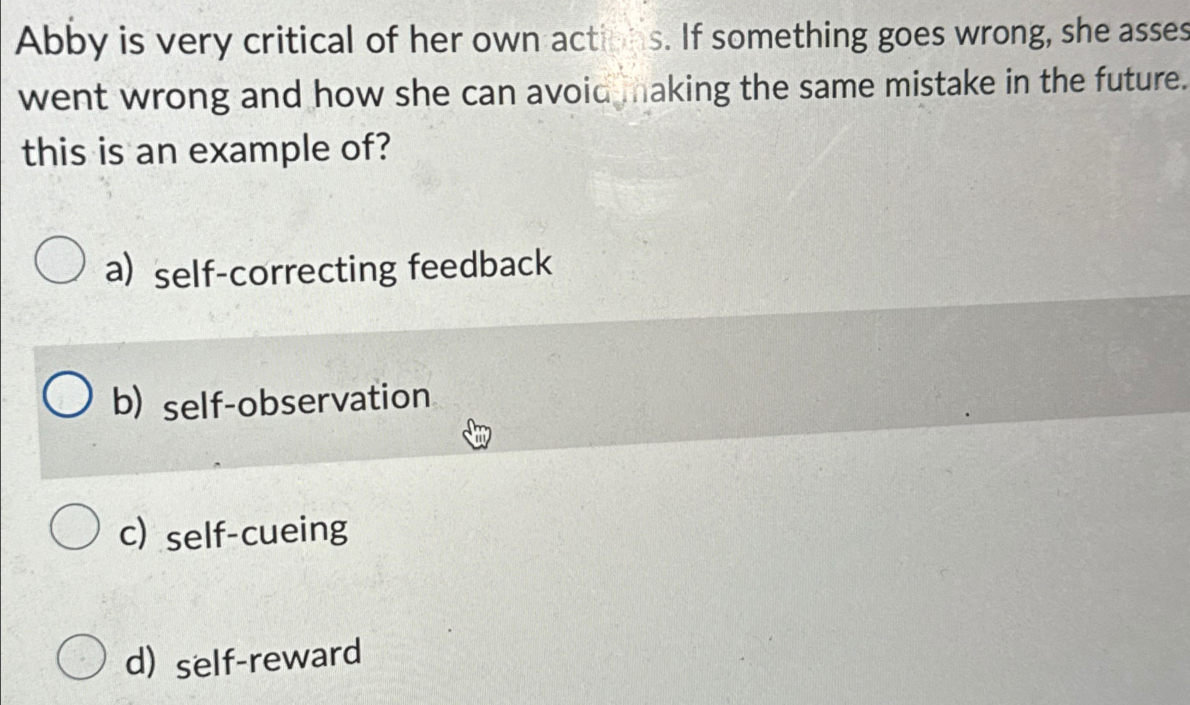 Solved Abby is very critical of her own acti s. ﻿If | Chegg.com
