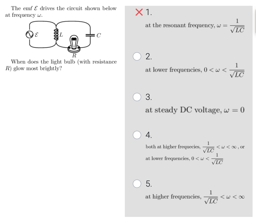 Solved The emf E drives the circuit shown below at frequency | Chegg.com