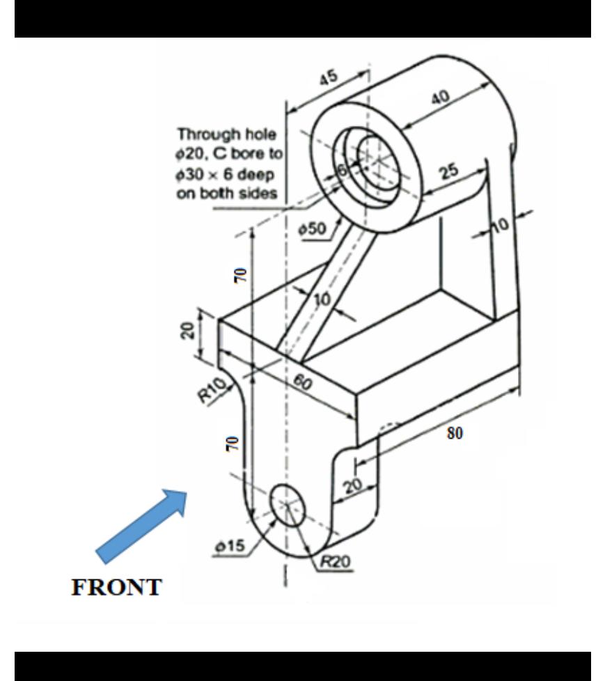 Solved Draw front view and full sectional right view. Add | Chegg.com