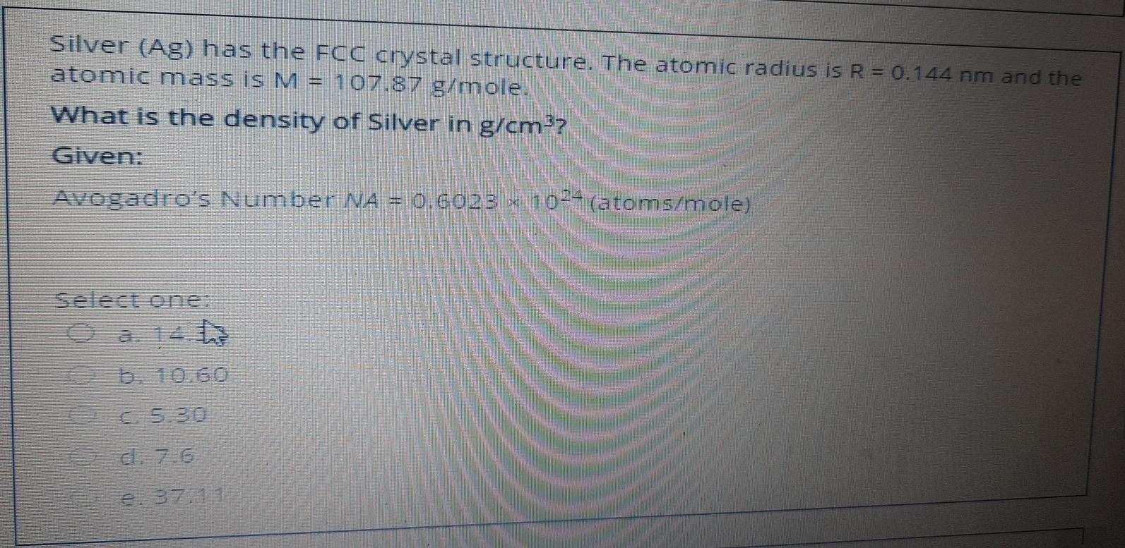 Solved Silver (Ag) has the FCC crystal structure. The atomic | Chegg.com
