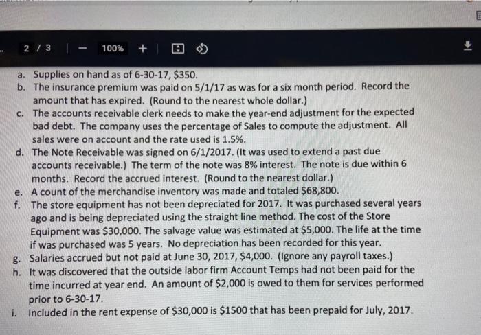 Solved Problem 4 - Worksheet for a Merchandising Entity | Chegg.com