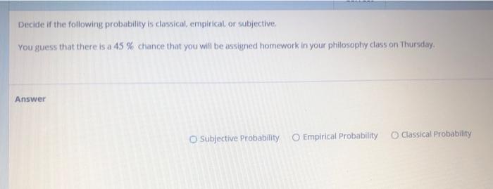 Solved Decide if the following probability is classical, | Chegg.com