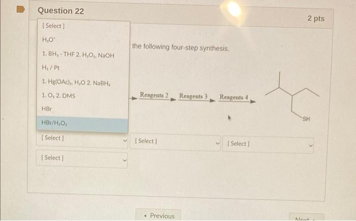 Solved 2 pts Select the best reagent sets for the following | Chegg.com