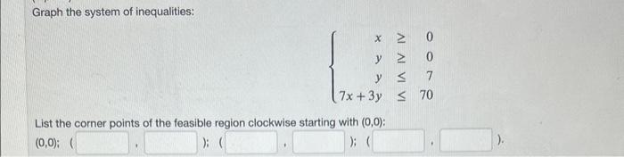 Solved Graph the system of inequalities: | Chegg.com