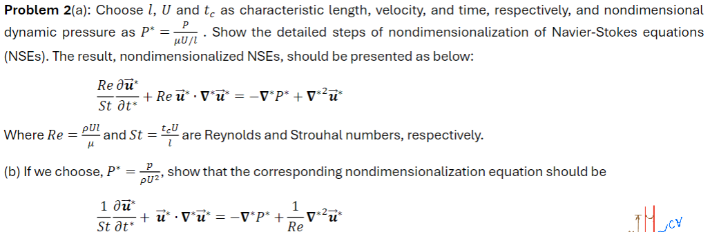 Solved Problem 2(a): Choose l,U ﻿and tc ﻿as characteristic | Chegg.com