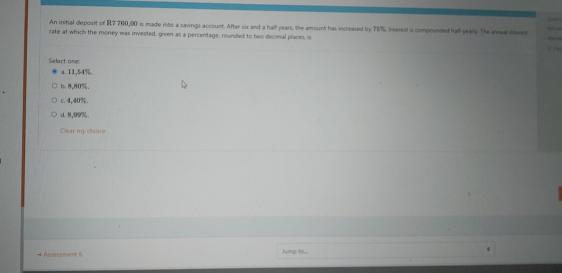 Solved An initial deposit of R7760,00 is made into a savings | Chegg.com