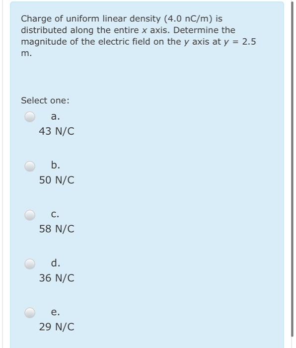 Solved Charge of uniform linear density (4.0 nC/m) is | Chegg.com