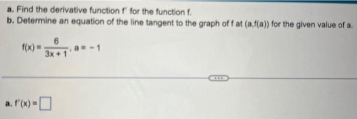 Solved a. Find the derivative function f′ for the function | Chegg.com