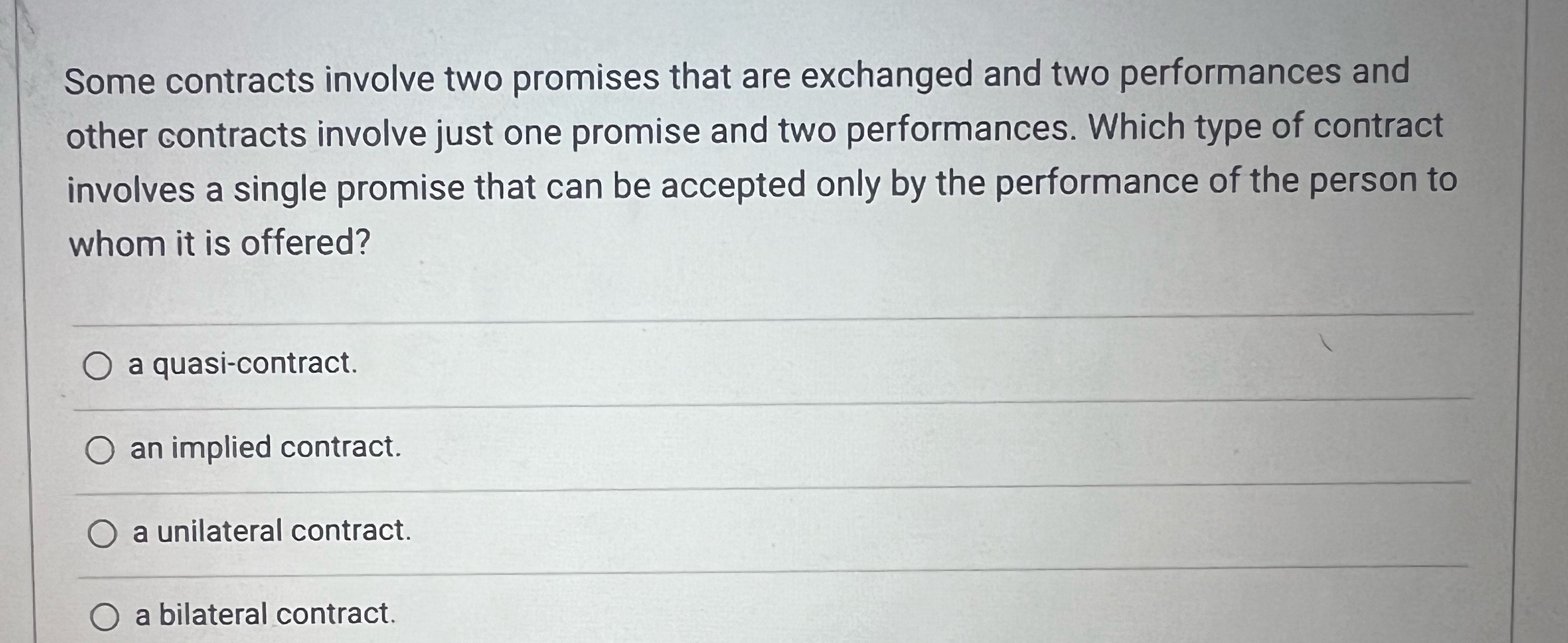 Solved Some contracts involve two promises that are | Chegg.com