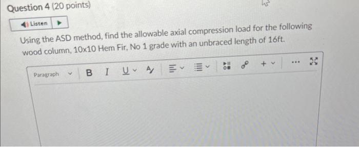 Solved Using the ASD method, find the allowable axial | Chegg.com