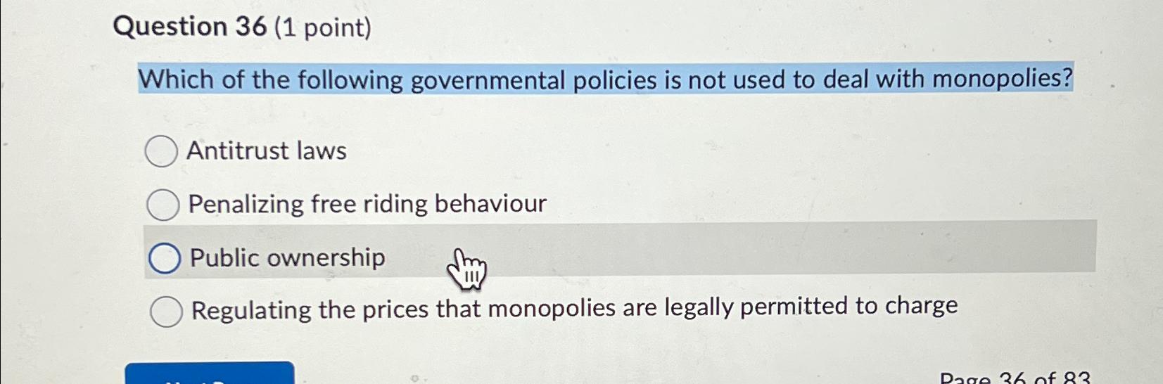 Solved Question 36 (1 ﻿point)Which of the following | Chegg.com