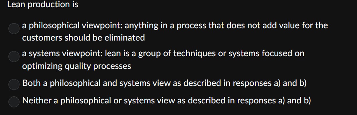 Solved lean production is(a) ﻿a philosLean production isa | Chegg.com