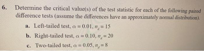 Solved Determine The Critical Value S Of The Test Statistic