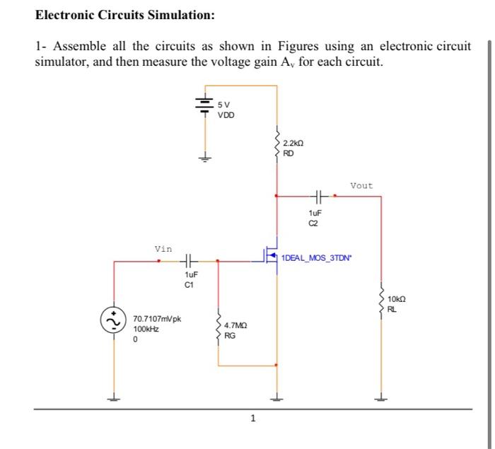 Solved Electronic Circuits Simulation: 1- Assemble all the | Chegg.com