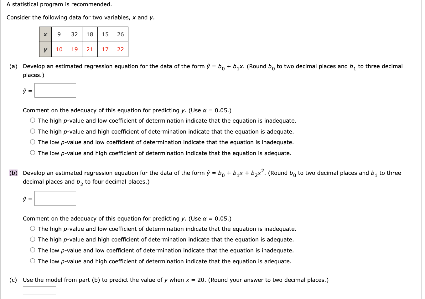 Solved A statistical program is recommended.Consider the | Chegg.com
