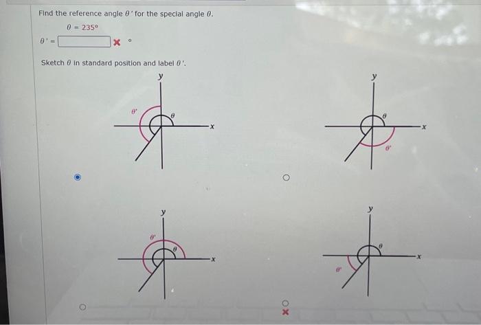 Solved Find the reference angle θ′ for the special angle θ. | Chegg.com