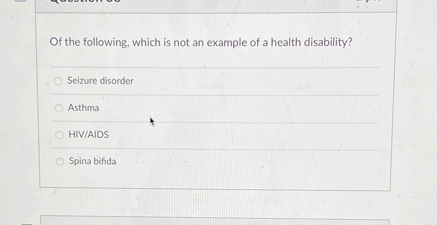 Solved Of the following, which is not an example of a health | Chegg.com