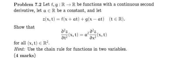 Solved Problem 7.2 Let f,g:R→R be functions with a | Chegg.com