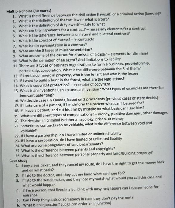 Solved Multiple choice (30 marks) 1. What is the difference | Chegg.com