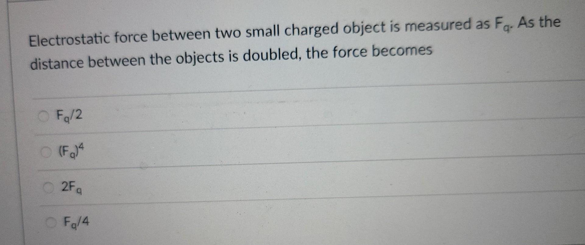 Solved q- Electrostatic force between two small charged | Chegg.com