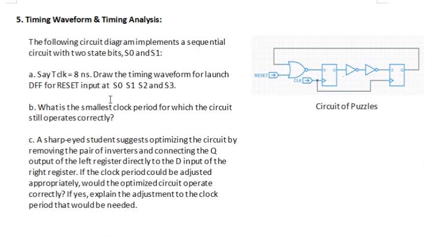 Solved Timing Waveform & Timing Analysis:The following | Chegg.com