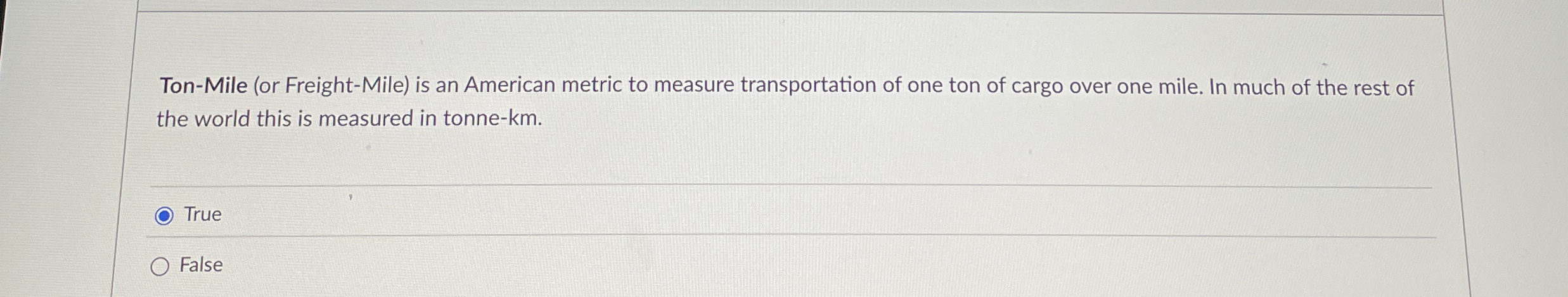 Solved Ton-Mile (or Freight-Mile) ﻿is an American metric to | Chegg.com