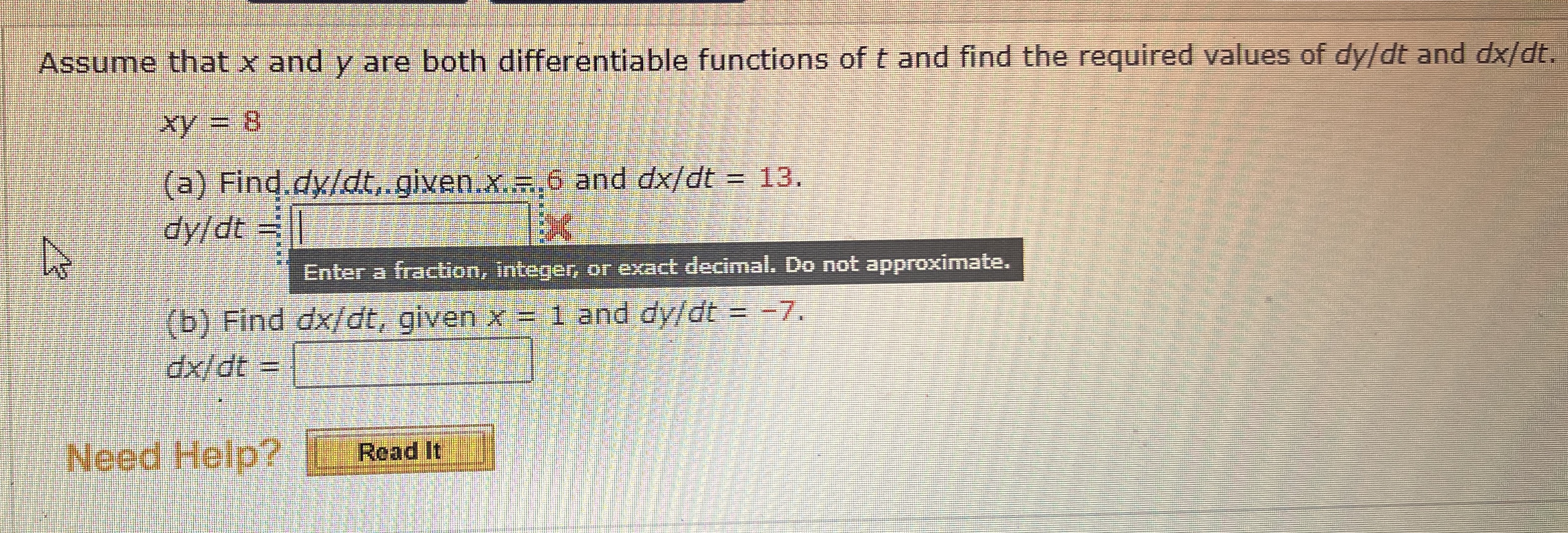 Solved Assume that x ﻿and y ﻿are both differentiable | Chegg.com