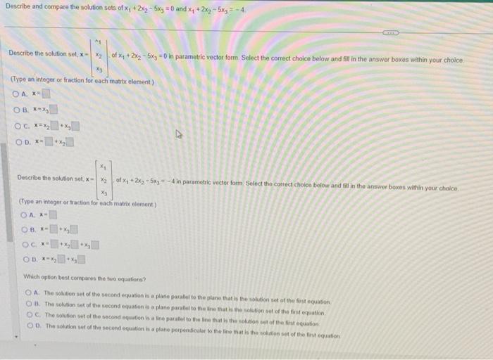 Solved Describe and compare the solution sets of | Chegg.com