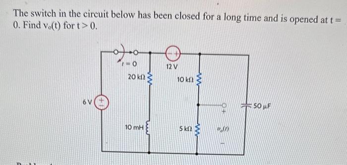 [Solved]: The switch in the circuit below has been closed f