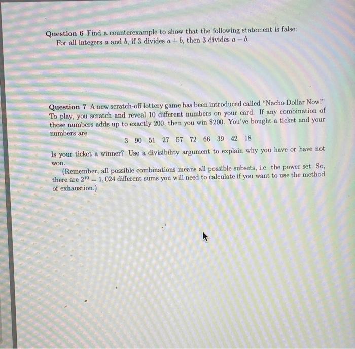 Solved Question 6 Find a counterexample to show that the | Chegg.com