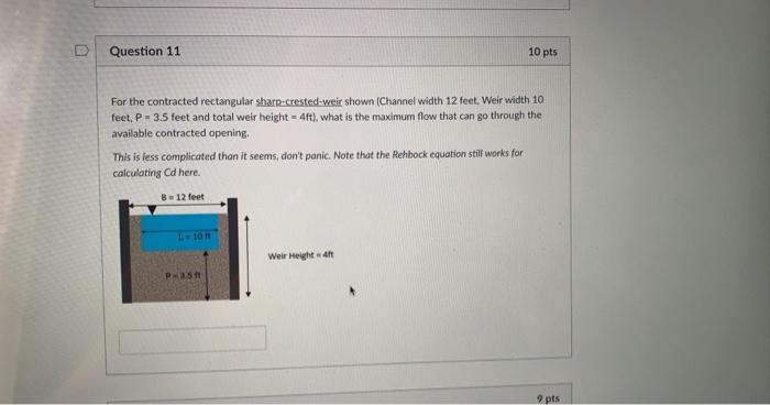 Solved Question 11 10 pts For the contracted rectangular | Chegg.com
