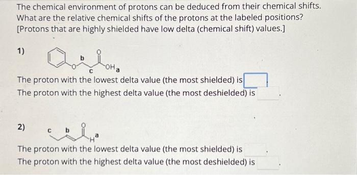 Solved The chemical environment of protons can be deduced | Chegg.com